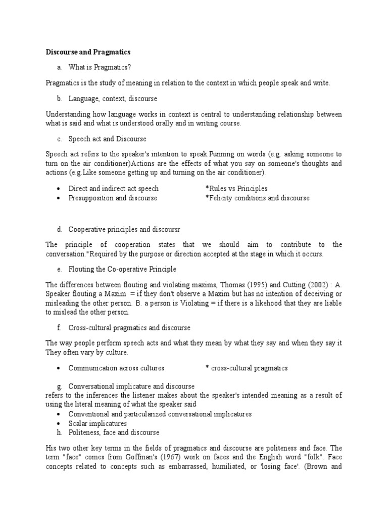 Discourse And Pragmatic Pdf