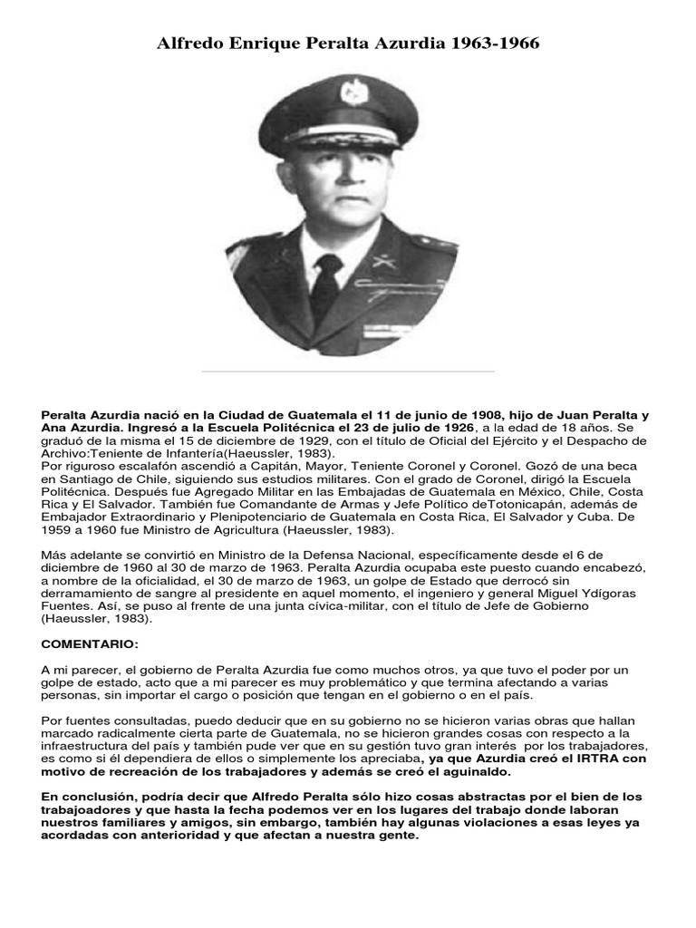 Biografía de Enrique Peralta Azurdia | PDF | Militar