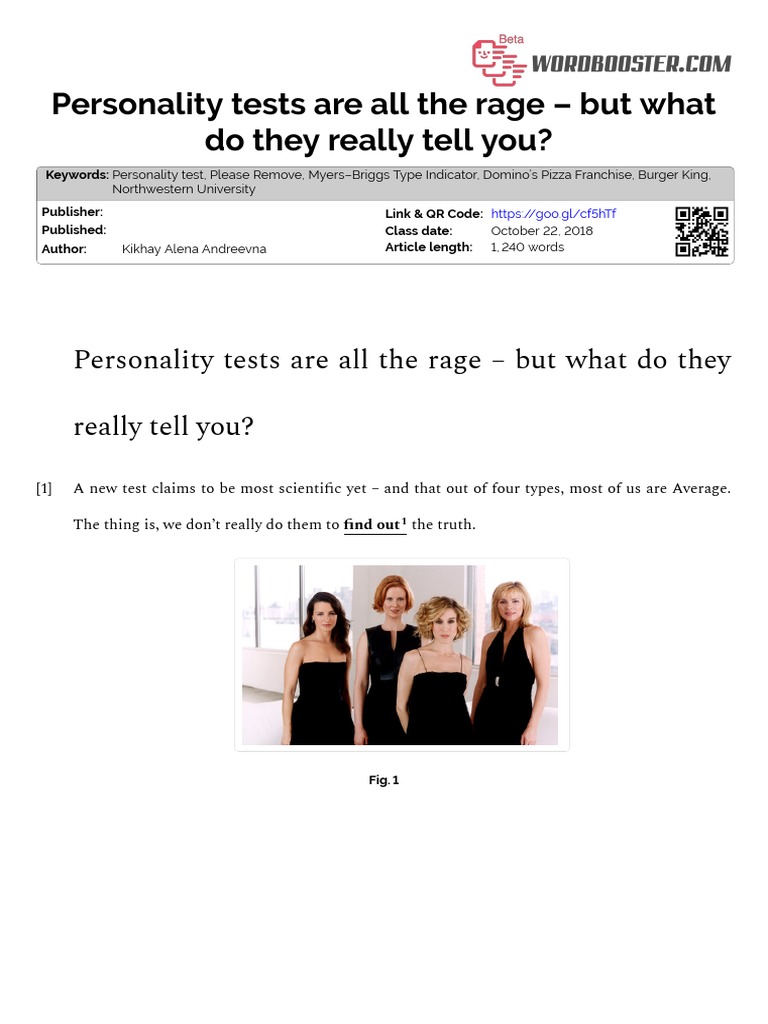 Personality Tests Article | PDF | Self-Improvement