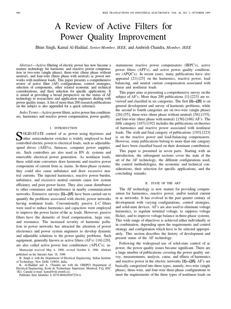Review of Active Filters | PDF | Power Electronics | Electrical Engineering