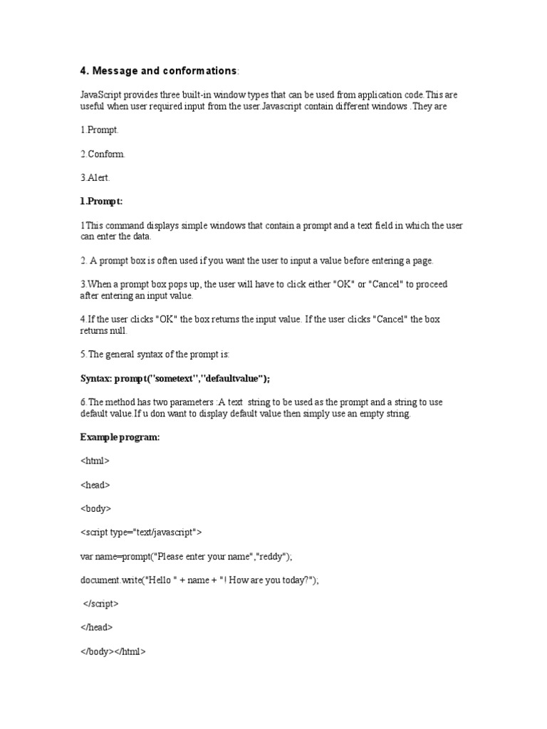 JavaScript Dialogs & Frames Guide | PDF | Command Line Interface | Html Element