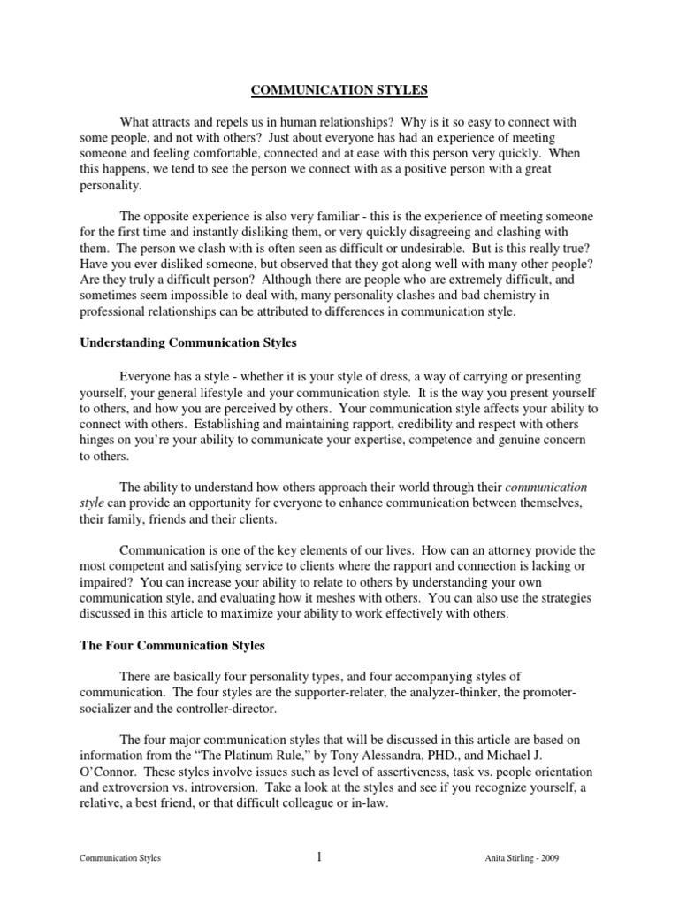 Understanding Communication Styles | PDF | Leadership | Communication