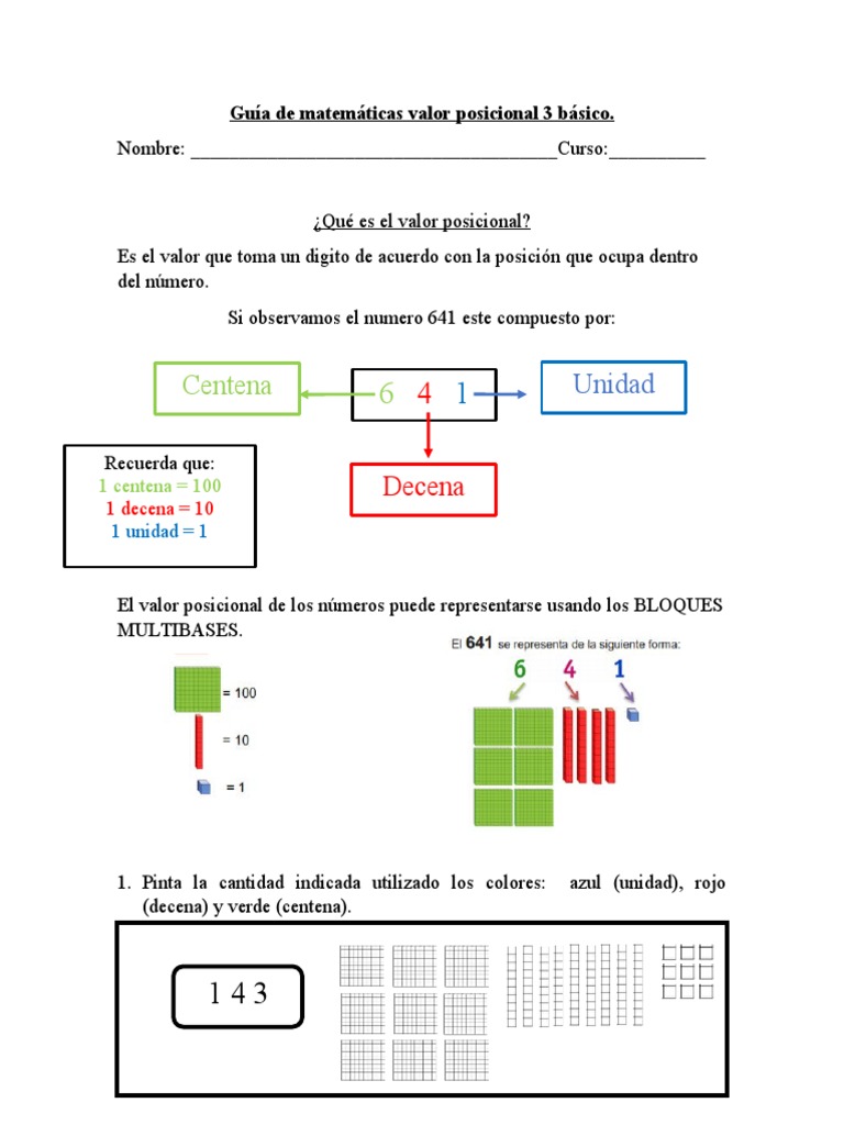 Guía de valor posicional 3° básico | PDF