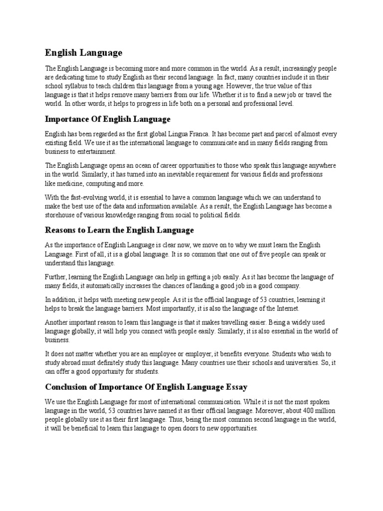 Essay English Language (Easy To Learn) | PDF | English Language | Experience