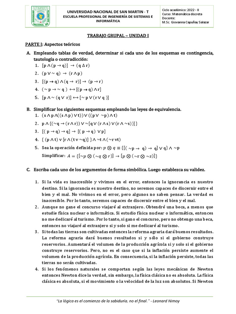 Ejercicios de Matemática Discreta | PDF