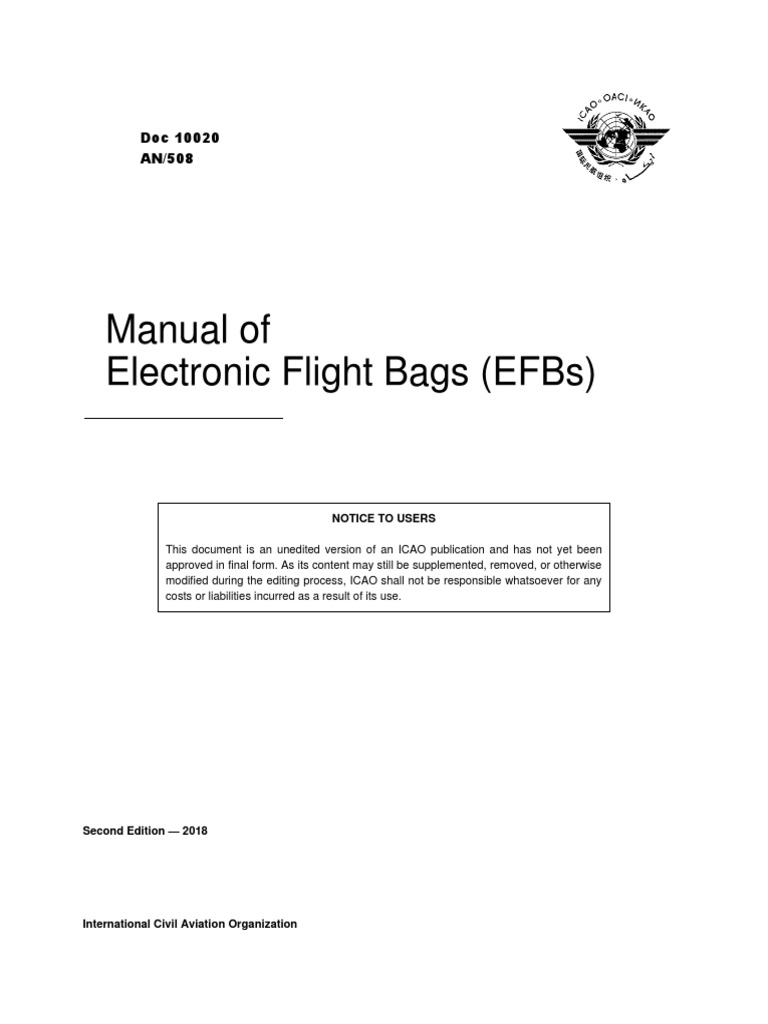 Doc.10020-EN Manual of Electronic Flight Bags (EFBs) | PDF | Computing | Aviation