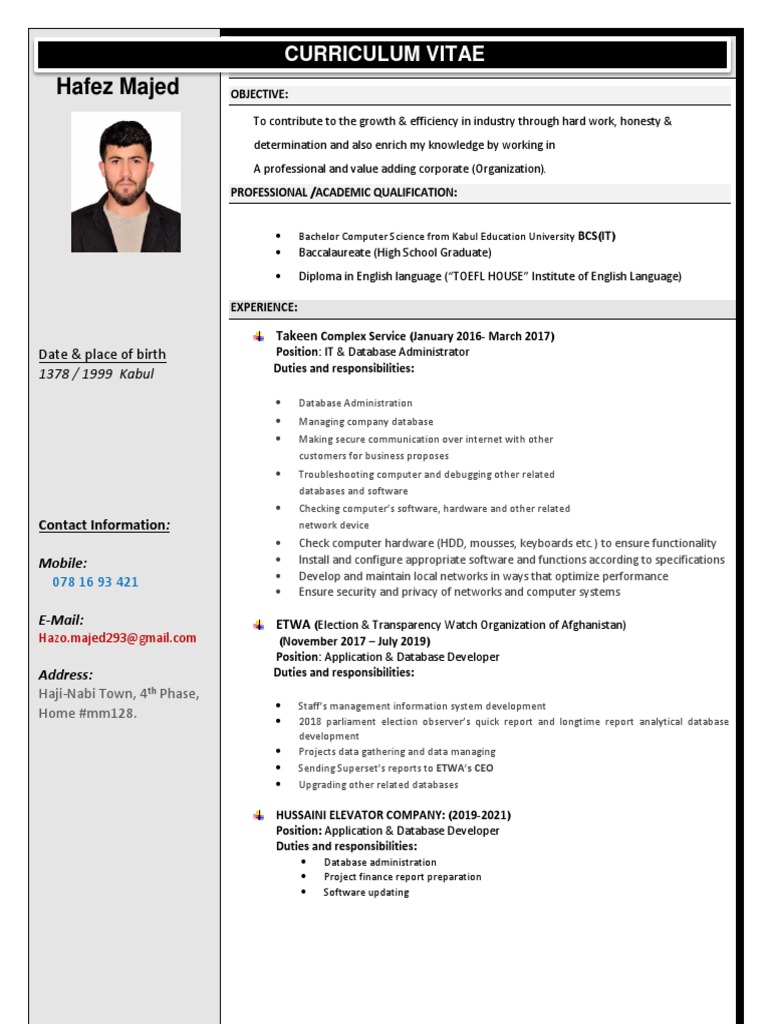 Hafez_CV PDF | PDF | Databases | Scripting Language