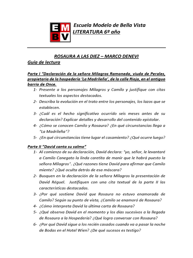 Rosaura A Las Diez - Guía de Lectura | PDF