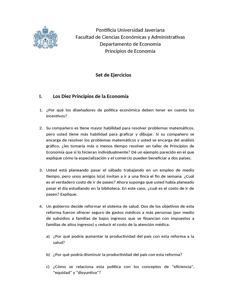 Set de Ejercicios | PDF | Oferta y demanda | Excedente económico