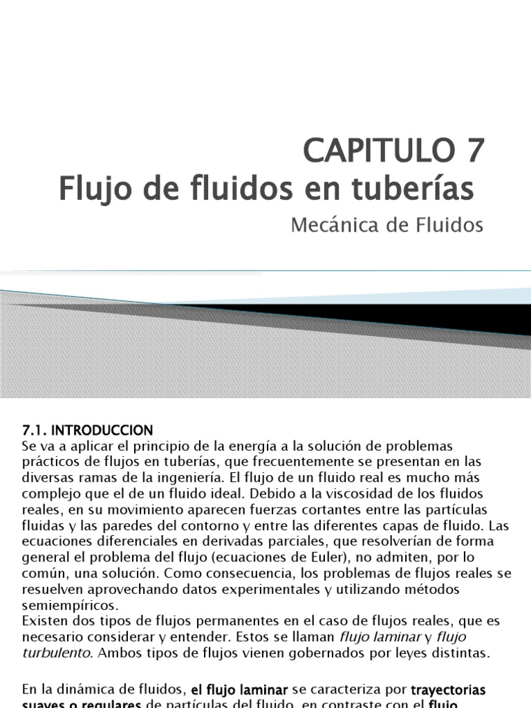 Cap. 7 Flujo en Tuberias | PDF | Turbulencia | Mecánica de fluidos