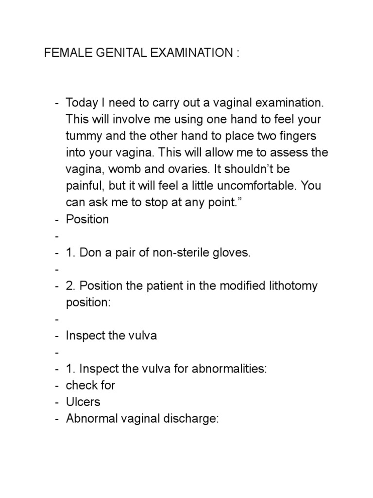 Female Genital Examination | PDF