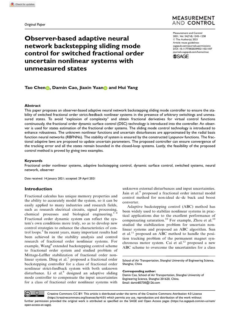 Observer Based Adaptive Neural Network Backstepping Sliding Mode