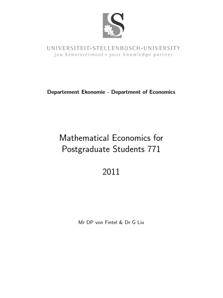 Math Economics for Postgrads | PDF | Mathematical Economics | Economics