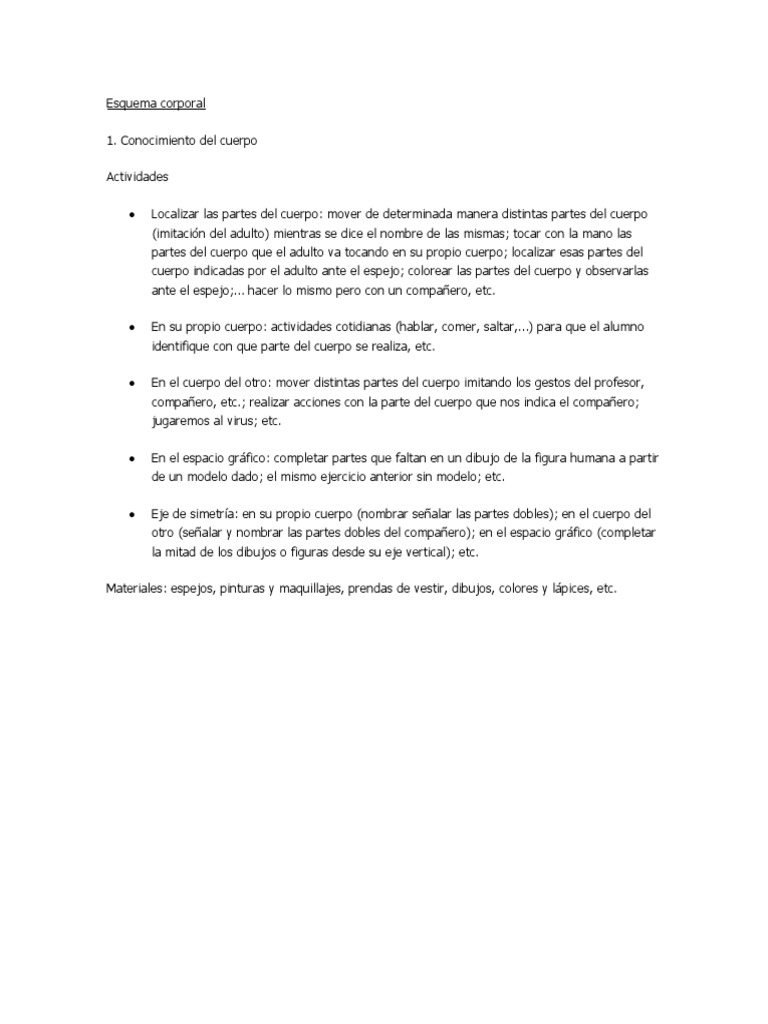 Esquema Corporal | PDF