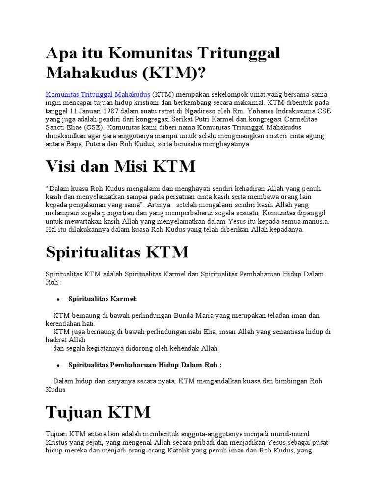 Apa Itu Komunitas Tritunggal Mahakudus | PDF