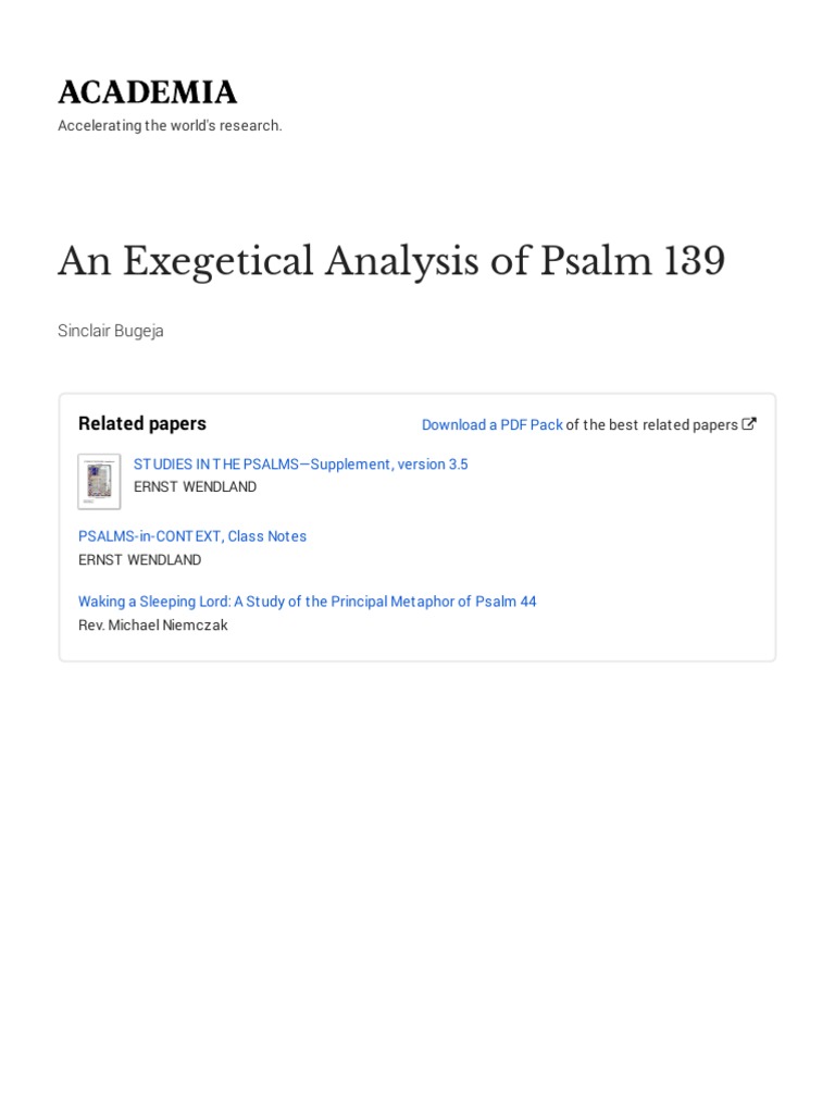 God's Intimate Knowledge of Humanity: An Exegetical Analysis of Psalm ...