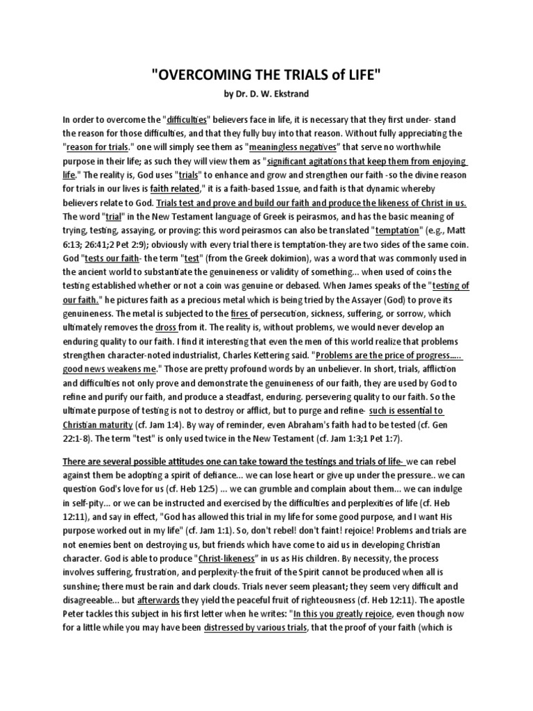 Overcoming The Trials and Tribulations of Life | PDF | Jesus | Faith