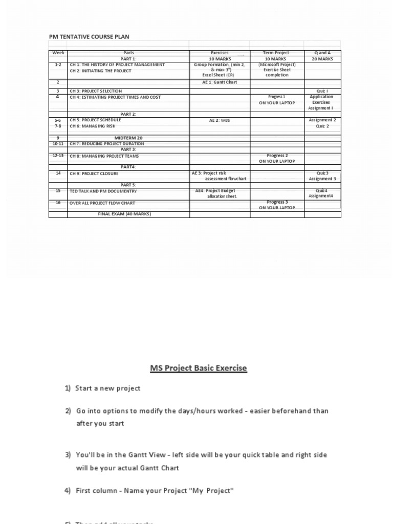 MS Project Basic Exercise | PDF | Project Management | Software