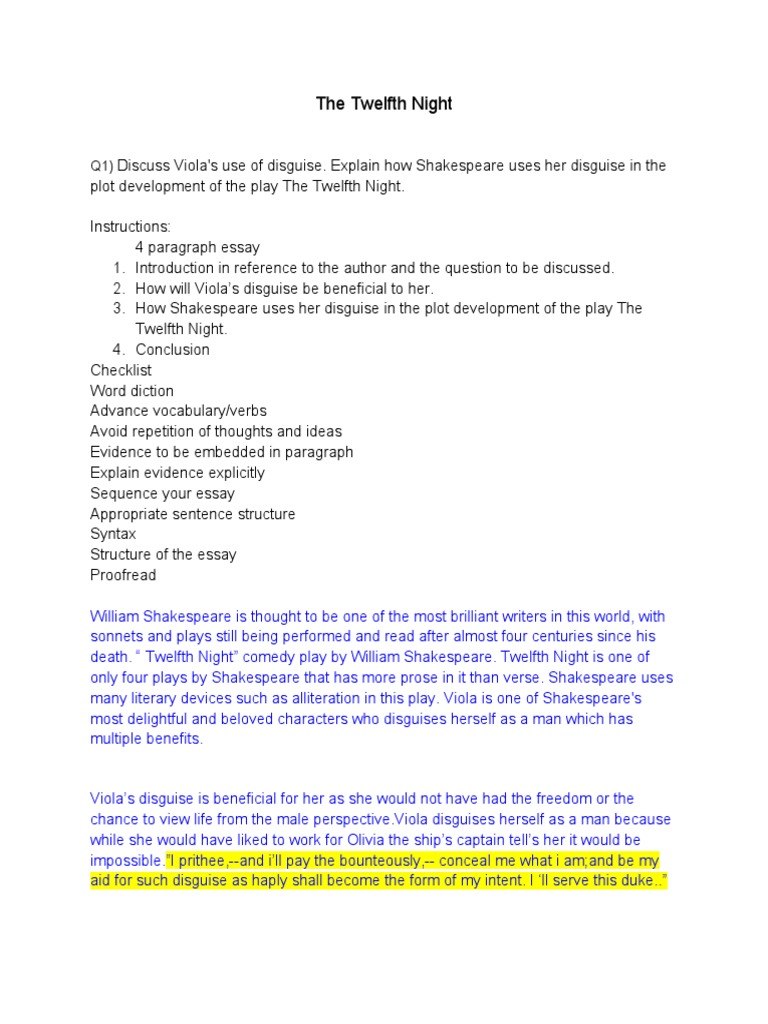 Twelfth Night Summary