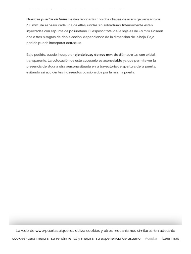 Puertas Piquer - Puerta Vaivén | PDF | Cookie HTTP