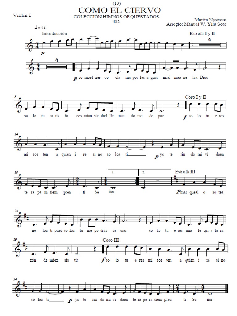 Como El Ciervo Partitura para Violin y Flauta | PDF