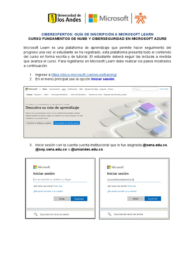 Guía de Inscripción A Microsoft Learn | PDF