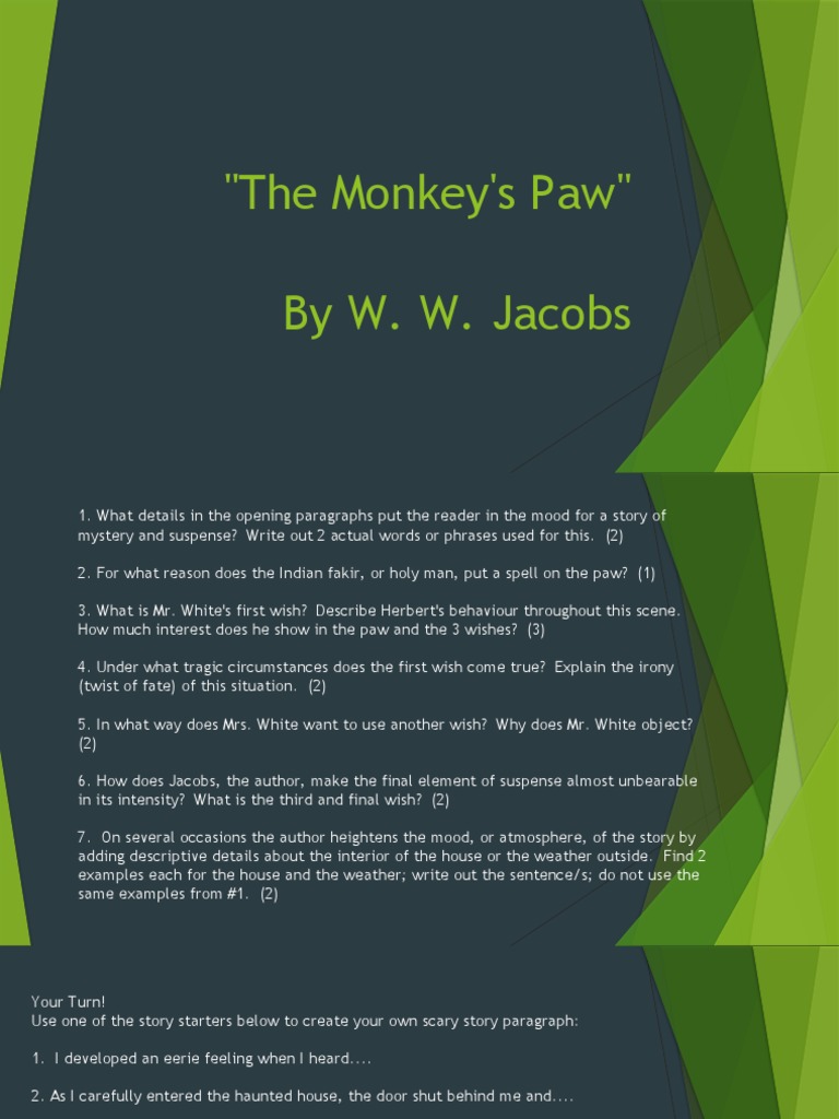 The Monkeys Paw Questions and Activities | PDF
