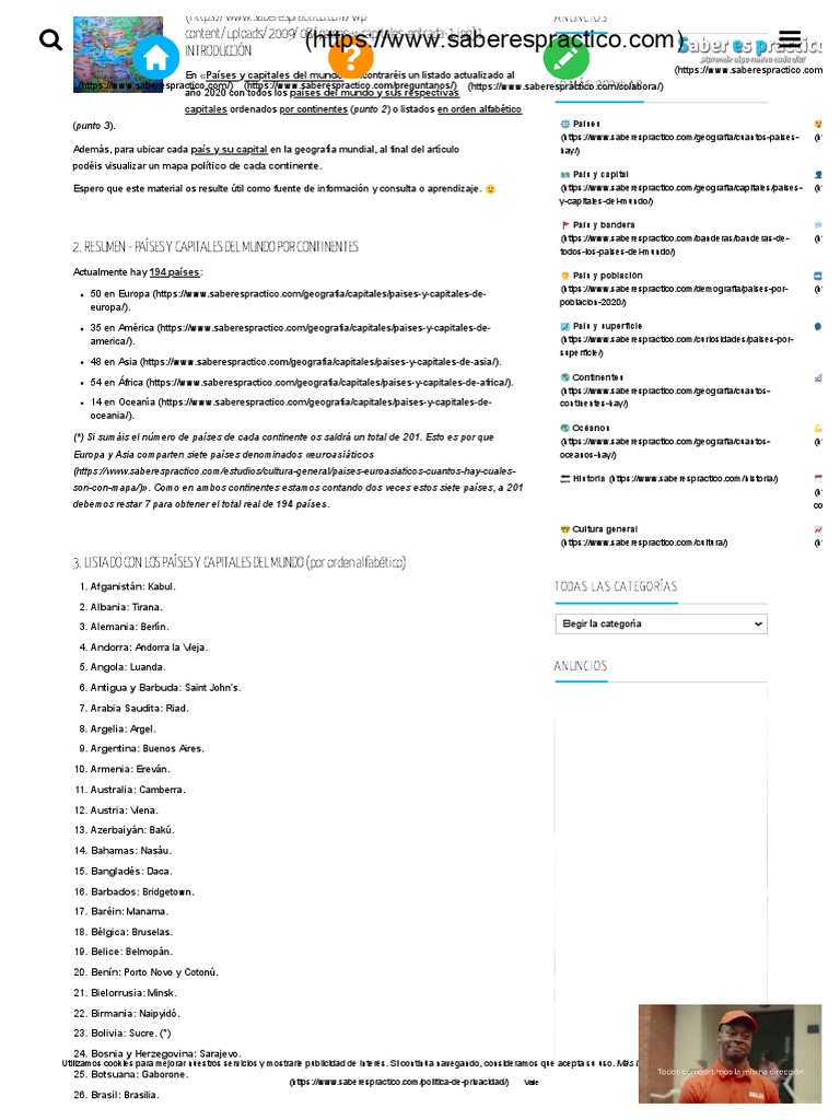 Países y Capitales Del Mundo | PDF | Continente | Lengua española