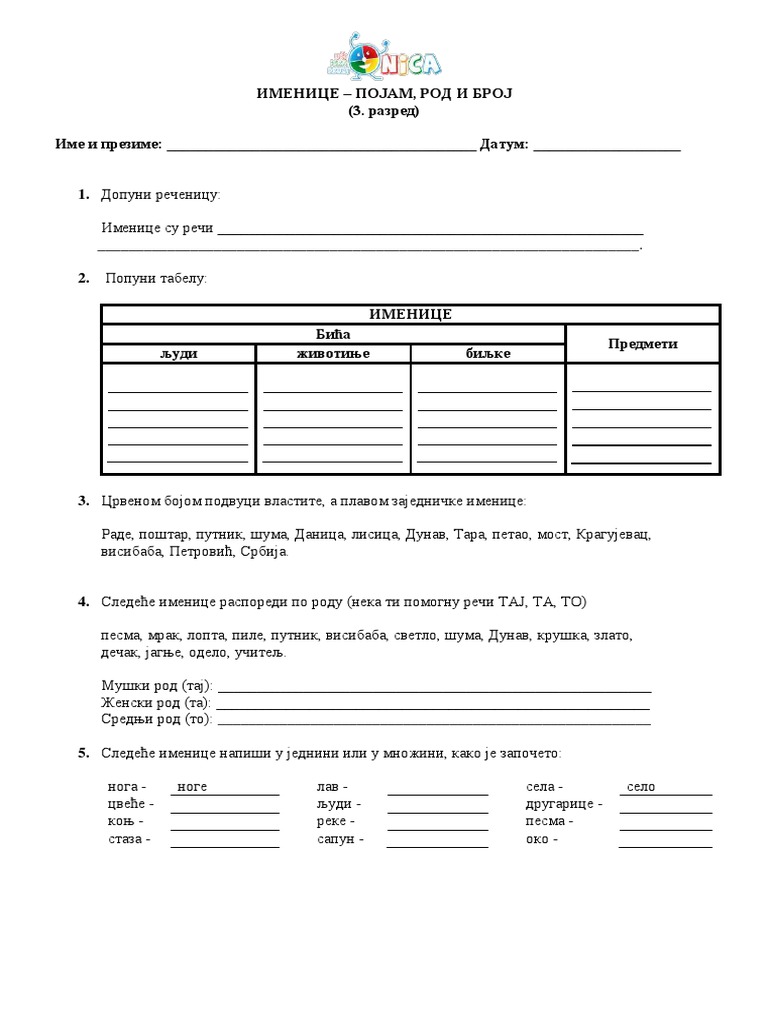 Imenice Vrste Rod I Broj | PDF