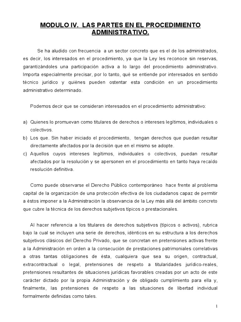 Partes en el Procedimiento Administrativo | PDF | Ley procesal | Caso ...