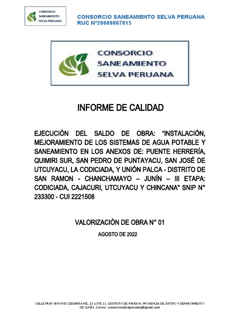 18.3 Informe de Calidad-Val 01 | PDF | Ingeniero civil