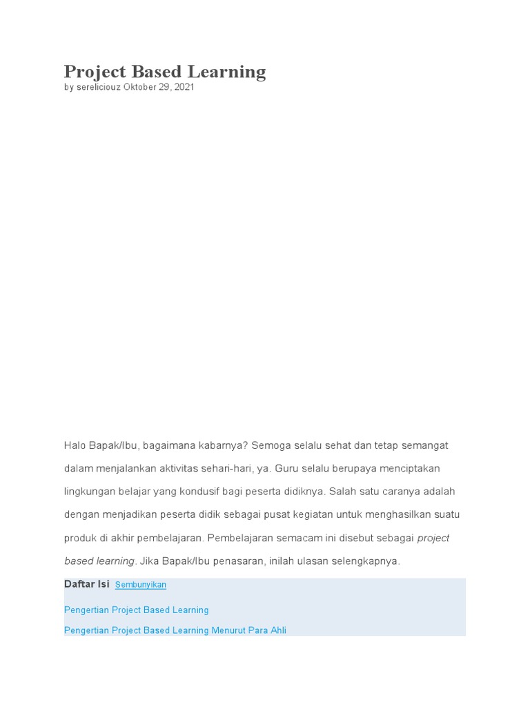 Project Based Learning | PDF