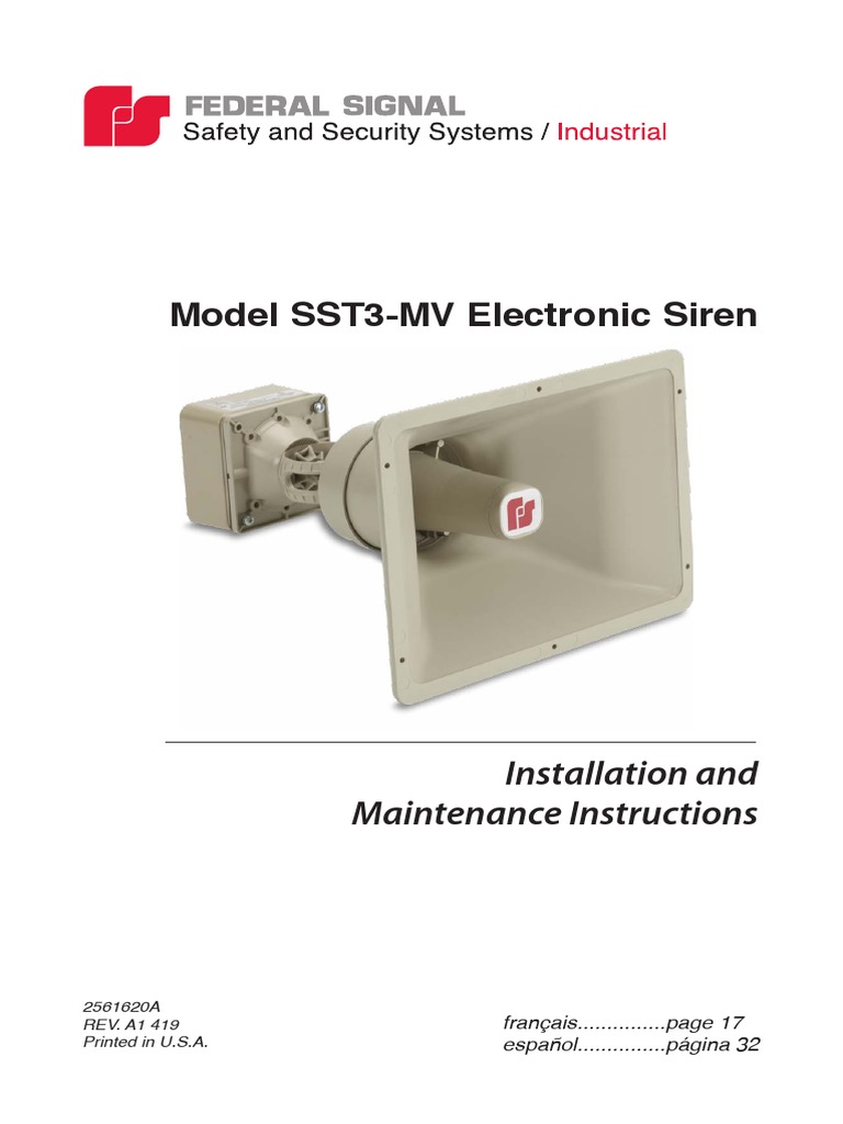 Model SST3-MV Electronic Siren: Installation and Maintenance ...