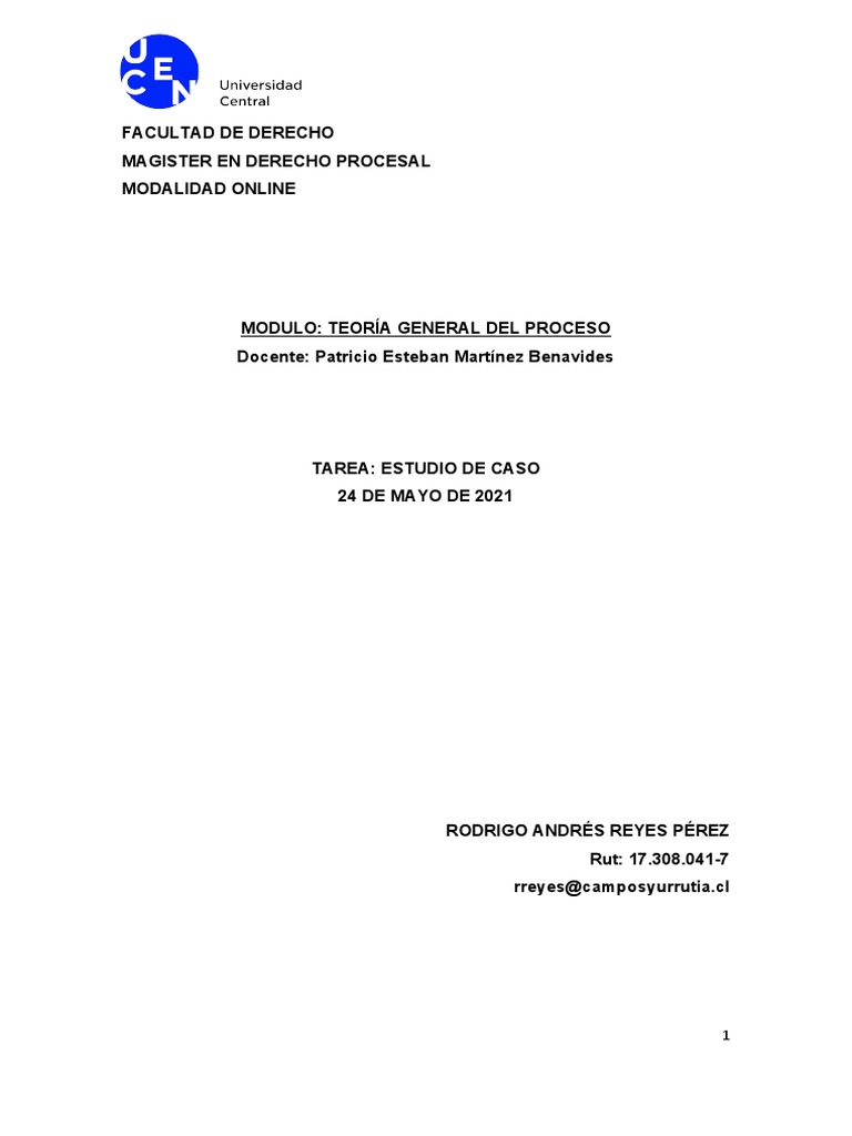 Actividad Final. Teoría General Del Proceso. Rodrigo Reyes. | PDF | Res ...