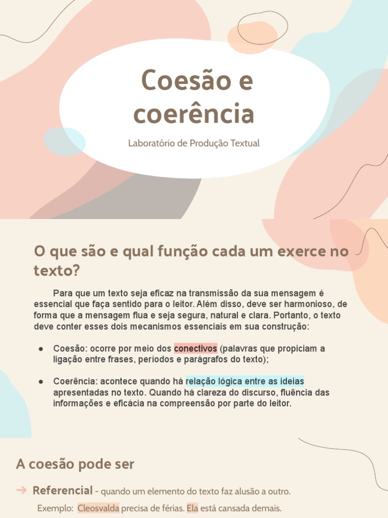 Coerência e Coesão - 8º Ano | PDF