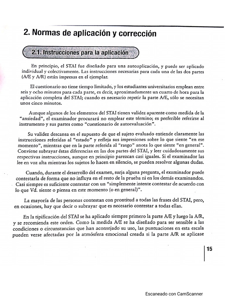 Stai Calificacion | PDF