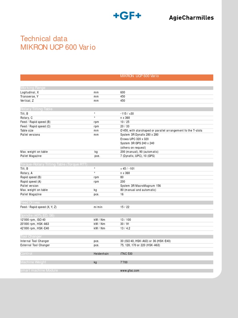 Technical Data Mikron Ucp 600 Vario Georg Fischer Data Mikron Ucp 600 ...