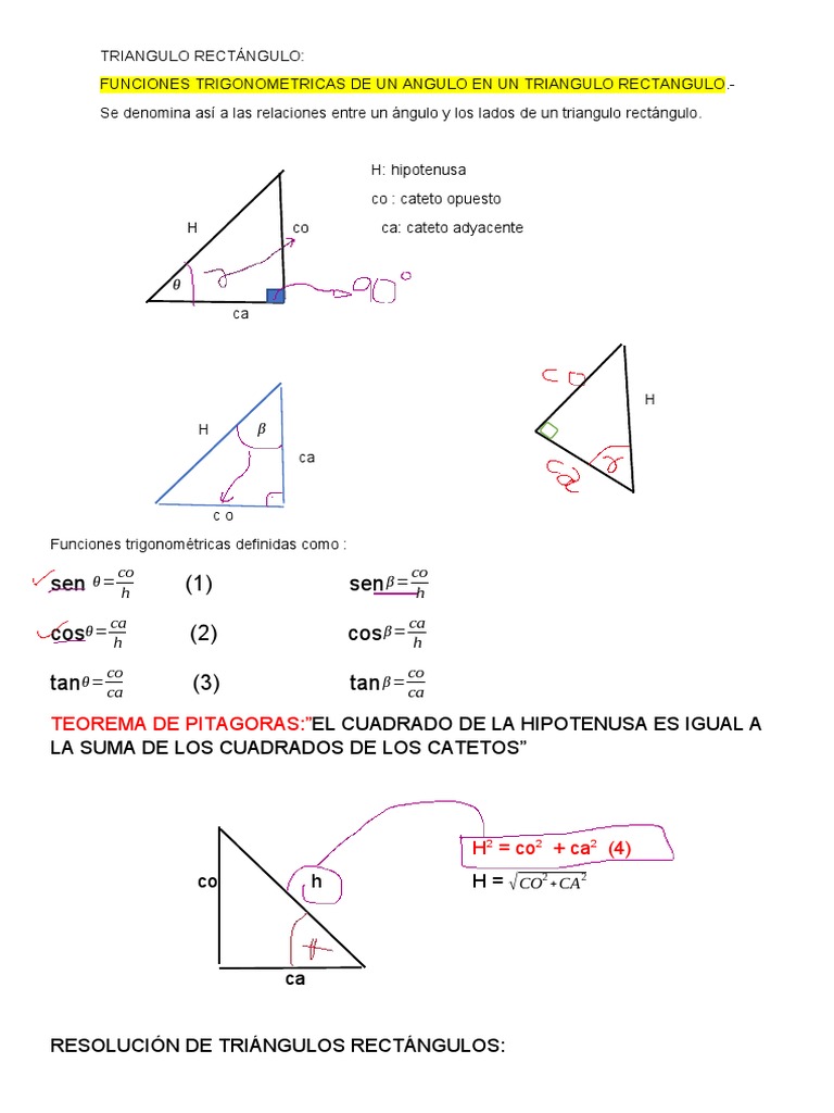 Trigonometría en Triángulos Rectángulos | PDF | Triángulo | Funciones trigonométricas