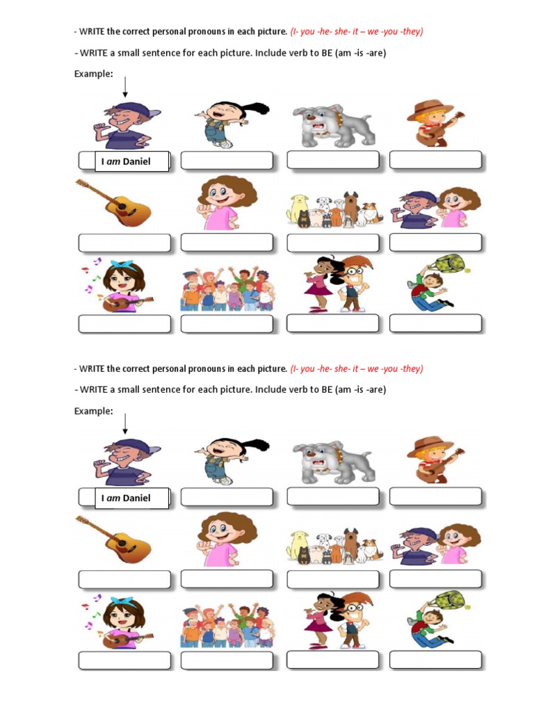 WRITE The Correct Personal Pronouns in Each Picture | PDF