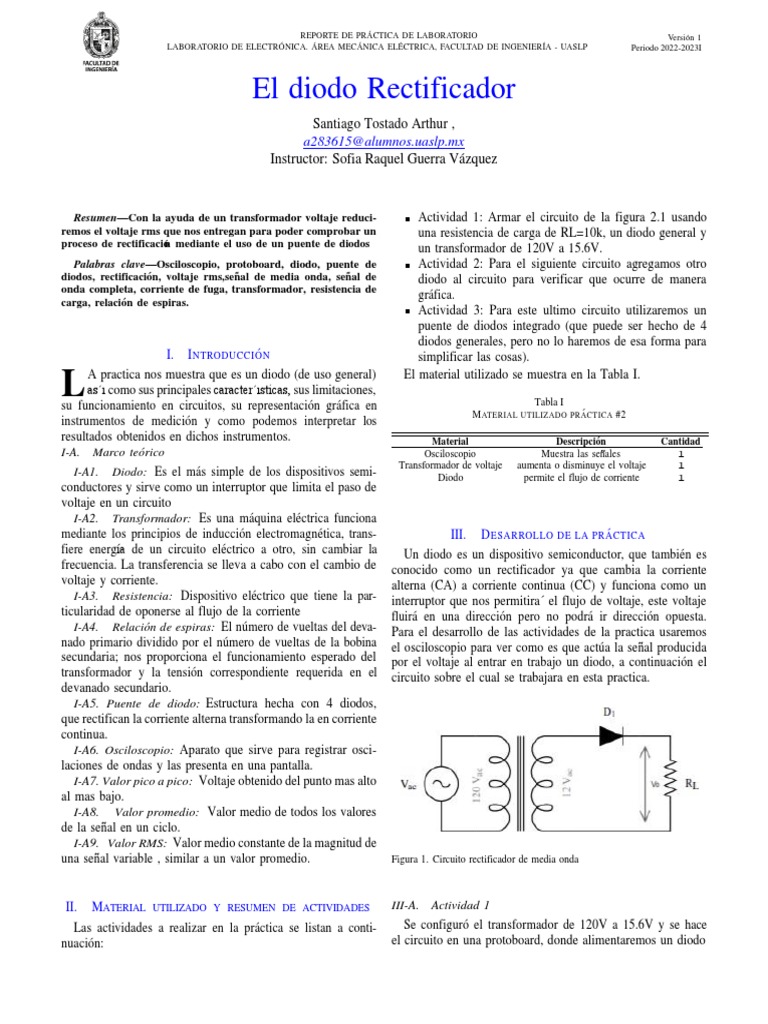 Diodo Rectificador de Onda | PDF | Corriente eléctrica | Rectificador