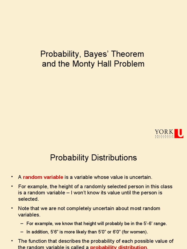 02 Probability, Bayes Theorem and The Monty Hall Problem | PDF ...