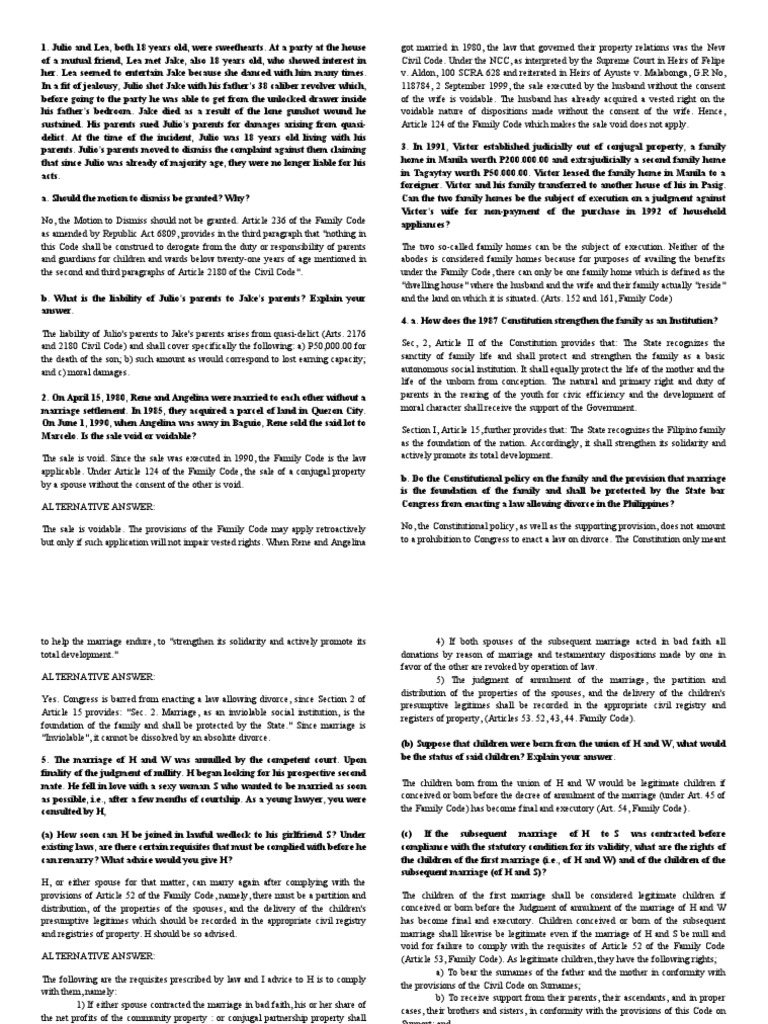 Bar Ops | PDF | Annulment | Marriage