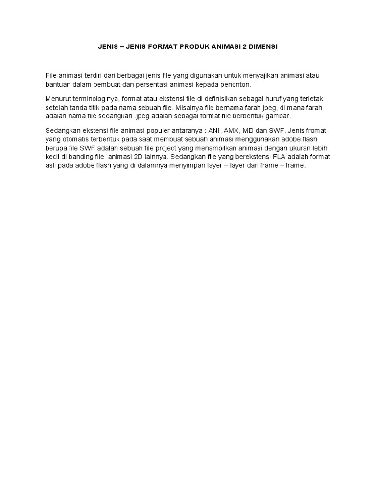 Jenis - Jenis Format Animasi 2D | PDF