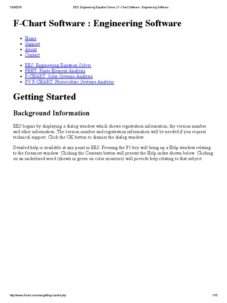 EES - Engineering Equation Solver - F-Chart Software - Engineering ...