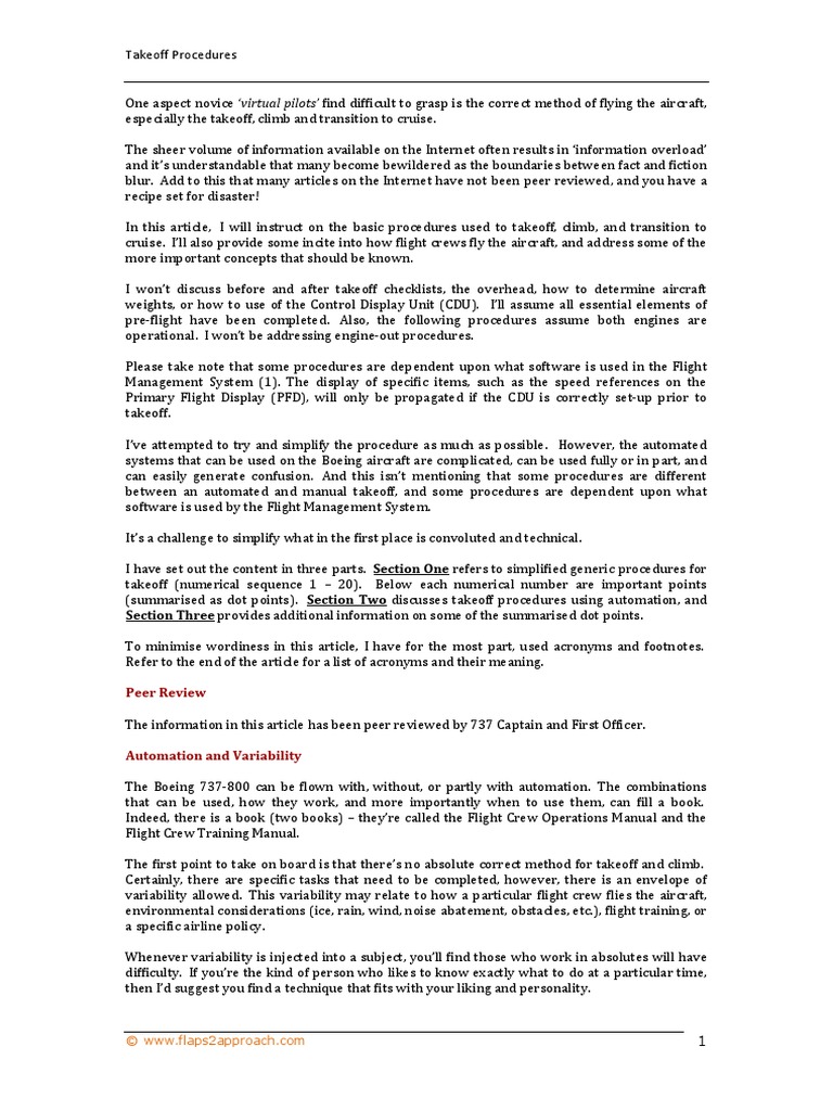 Takeoff Procedures | PDF | Takeoff | Aircraft