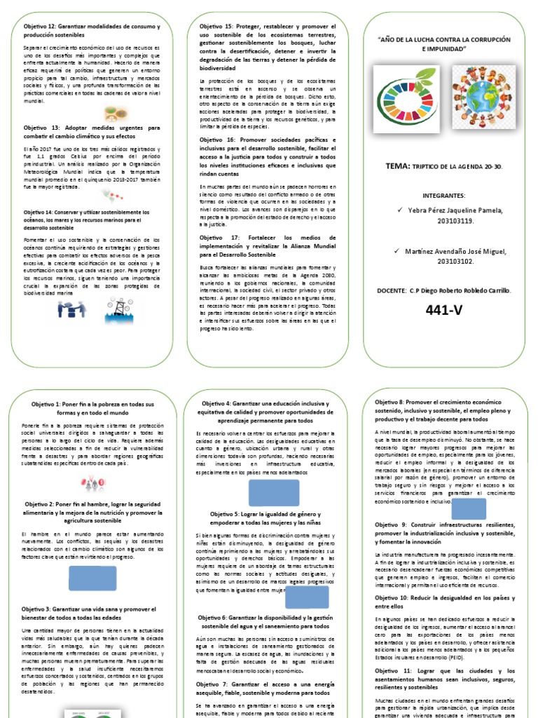 Triptico Agenda 2030 | PDF | Sustentabilidad | Desigualdad económica