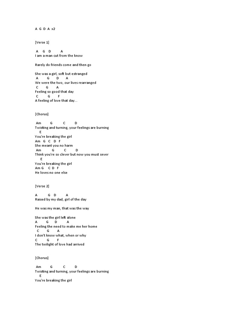 Breaking the Girl - Chords & Lyrics | PDF