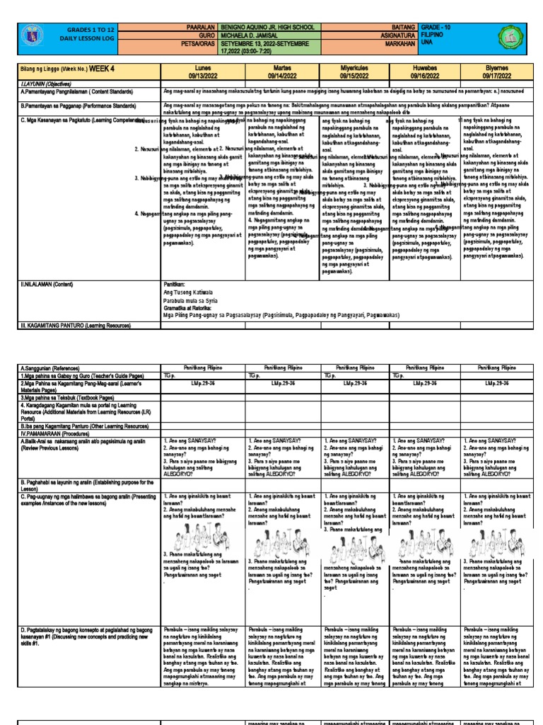 Fil 10 DLL Week 4 | PDF
