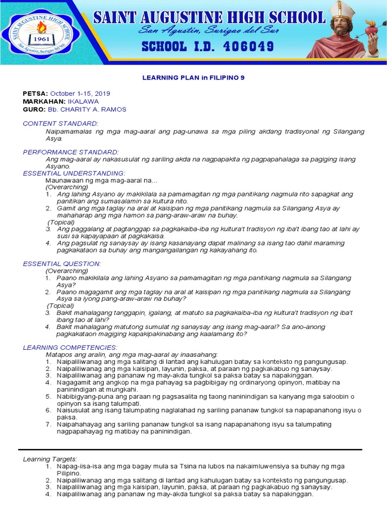Learning Plan 9th Week | PDF