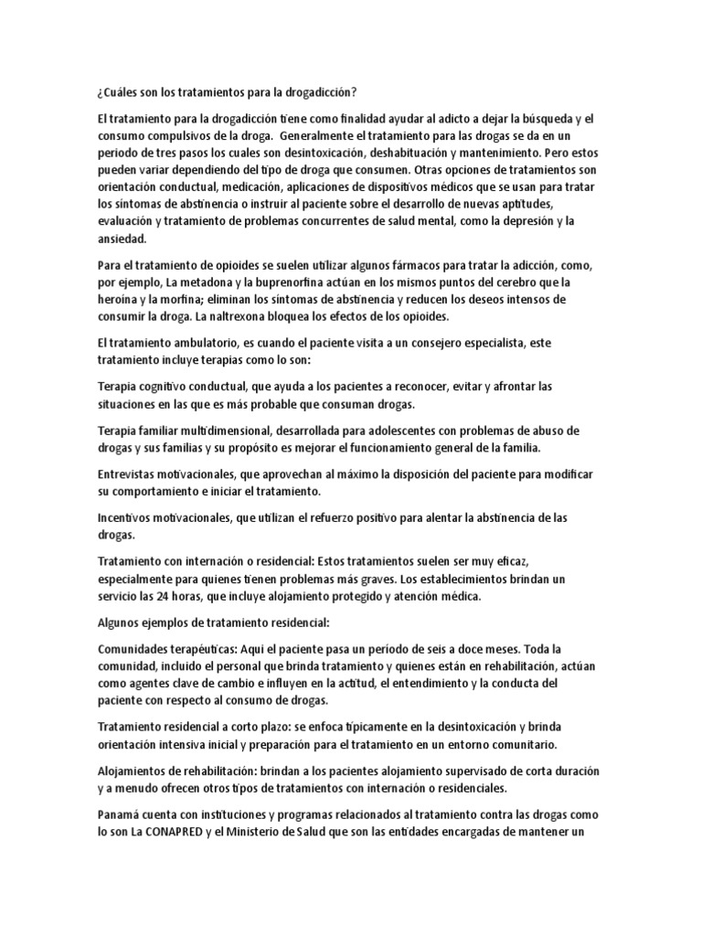 Cuáles Son Los Tratamientos para La Drogadicción | PDF | La dependencia de sustancias ...